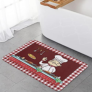 Red Plaid Kitchen Mats and Rugs, Anti-Slip Kitchen Floor Mats, Water Absorbent Comfort Memory Foam Standing Mats for Office, Sink, Laundry, Kitchen Chef and Cooking Utensils Art Prints