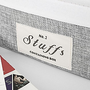 uxcell Storage Baskets with Cotton Handles Foldable Storage Bins Laundry Clothes Towel Box Organizer W Drawstring Closure for Home Shelves Closet Gray 14.6" x 10.2" x 4.7"