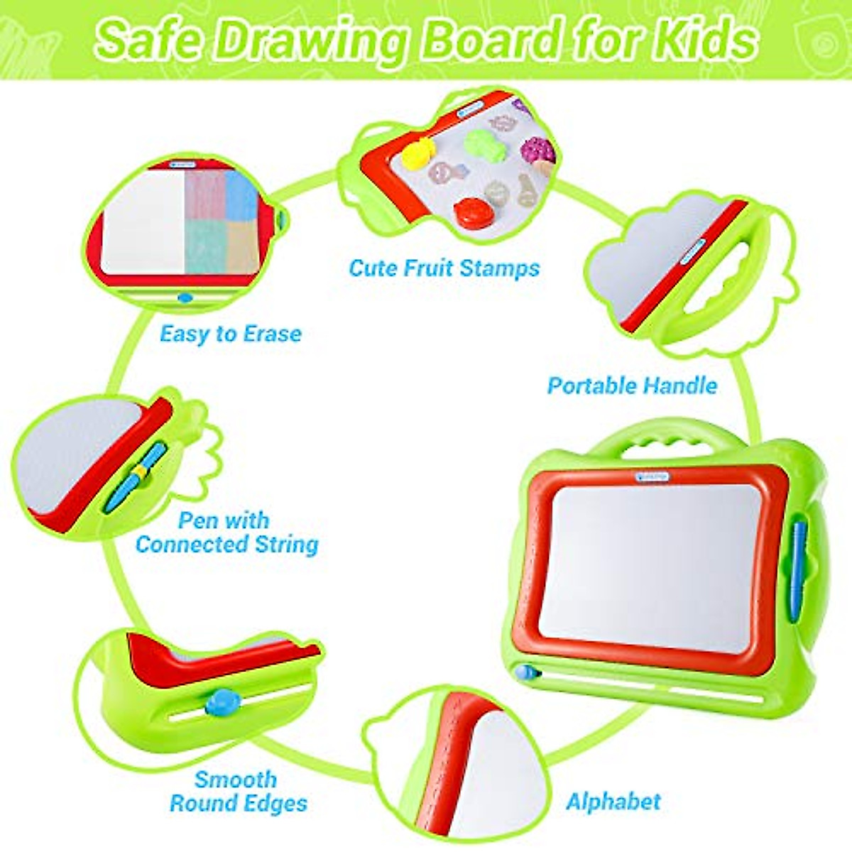 Geekper 16 Inch Magnetic Drawing Board with 5 Stamps, Erasable Writing Painting Drawing Sketch Pad, Toddler Toys for 3+Year Old Girls & Boys