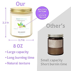 Sage Candle for Cleansing House, 8Oz 45 Hrs Soy Wax Sage Scented Candles for Home Scented Candle, for House Energy Cleansing, Banishing Negative Energy, Purification and Healing,Women Gifts