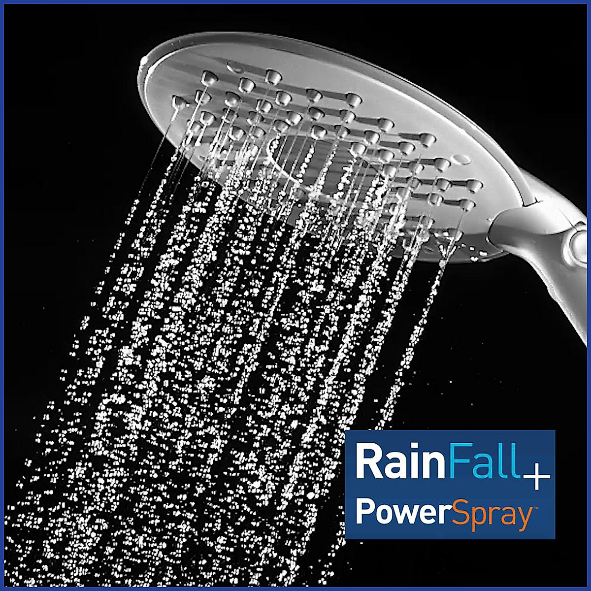 Waterpik CF-201E Flexible Neck 2-Mode Rainfall Rain Shower Head, 1.8 GPM, White, 1.8 GPM
