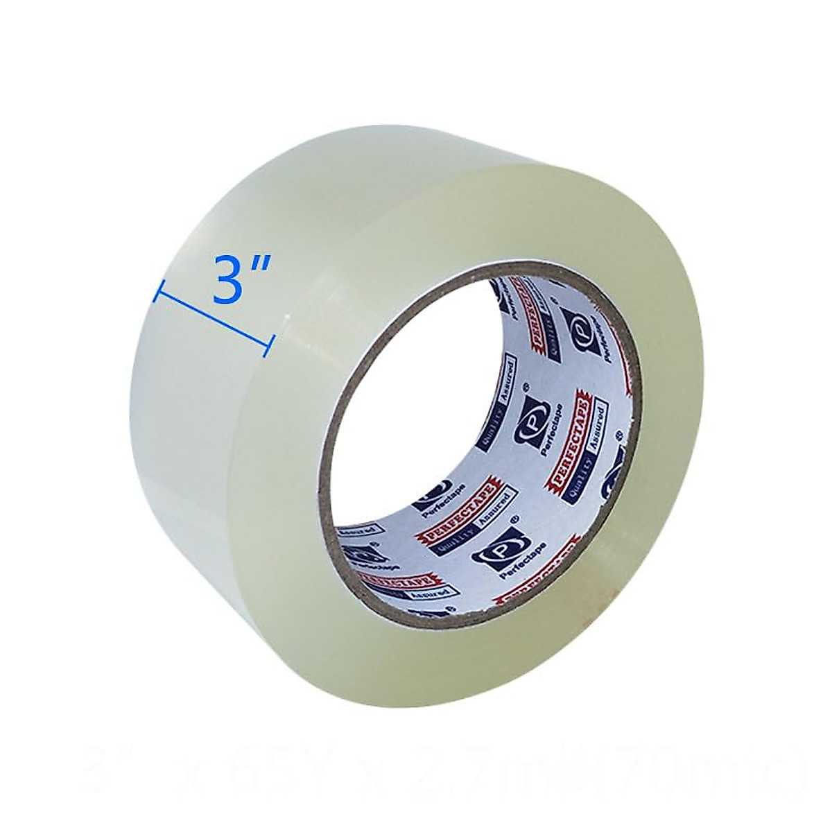 PERFECTAPE 3" Heavy Duty Packing Tape 6 Rolls, Total 390Y, Clear, 2.7 mil, 3 inch x 65 Yards, Ultra Strong, Refill for Packaging and Shipping