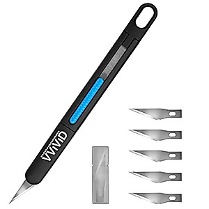 VViViD Precision Gliding Craft Hobby Knife, Retractable, Safety locking, 5 Replacement Blades