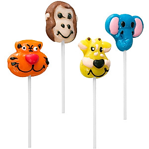 Zoo Animal Lollipops - Bulk 12 Count, Individually Wrapped - 2 Inch Assorted Jungle Animal Shaped Candy Lollipops for Kids Themed Birthday Party Favors, Events, and Goody Bag Fillers