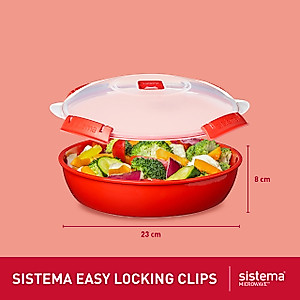 Sistema Microwave Collection, Round Dish, Red, 43.6 Ounce (Pack of 1)