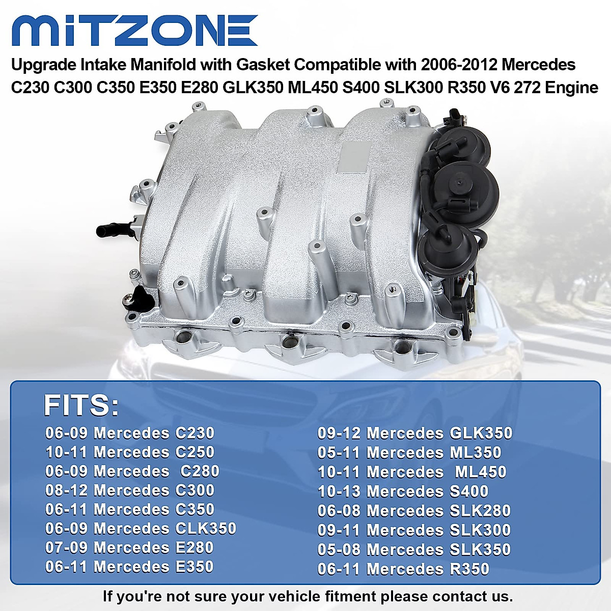 MITZONE Upgrade Intake Manifold with Gasket Compatible with 2006-2012 Mercedes C230 C300 C350 E350 E280 GLK350 ML450 S400 SLK300 R350 V6 272 Engine Replace 2721402401 2721402201