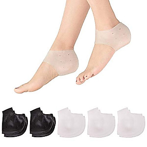 (5 Pairs) Heel Protectors, Heel Cups for Heel Pains, Silicone Heel Pads Cushion, Heal Dry Cracked Heels, Universal Size, Stocking Stuffers for Women Teen Girls Adults Wife Mom for Her