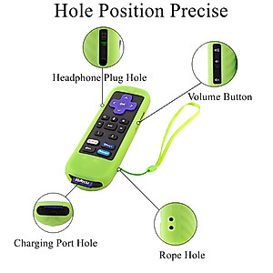 Silicone Protective Case for Roku Ultra 2022 Remote/Roku Voice Pro Remote 2021, Washable Anti Slip Shockproof Silicone Cover Glow in Dark with Lanyard (Blue)