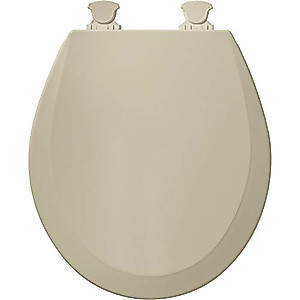 CHURCH 540EC 006 Toilet Seat with Easy Clean & Change Hinge, ROUND, Durable Enameled Wood, Bone