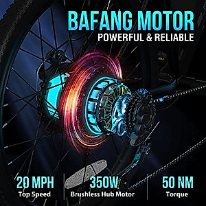 MICLON Electric Bike, Electric Bike for Adults 26'' E-Bikes 350W BAFANG Motor, 2X Faster Charge, Removable Battery, 20MPH Mountain Bike with Suspension Fork, 21 Speed Gears Bicycle LED Display - BALCK