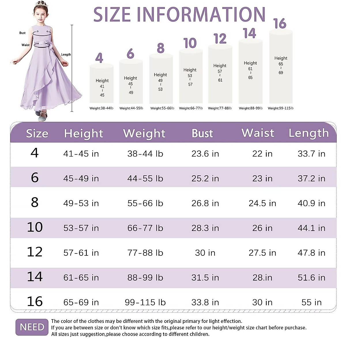 Little Junior Girl Long Bridesmaid Dress Baby Blue Wedding Flower Girls Formal Pageant Party Dresses Chiffon Sleeveless Baby Blue-10