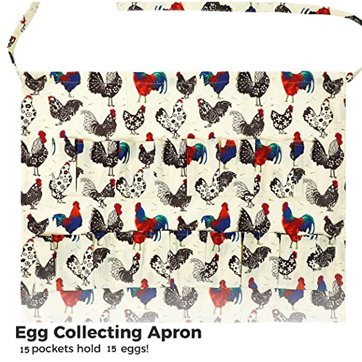 Homaisson Egg Apron, 15 Pockets Durable Canvas Egg Collecting Holding Apron Egg Gathering Apron for Chicken Duck Goose Eggs, Egg Carrier Canvas Apron for Housewife Farmhouse