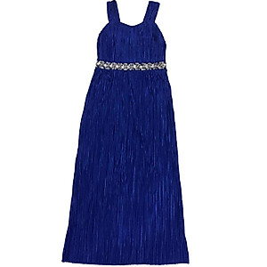 Amy's Closet Girls Blue Sequin Star Embellished Waist Formal Party Flower Girl Dress