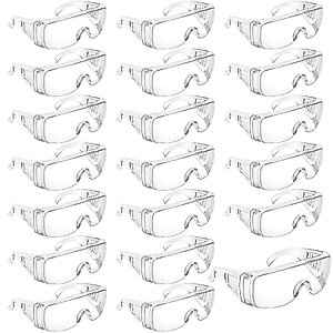 Queekay Safety Glasses over Eyeglasses Anti Dust Impact Scratch Safety Goggles for Men Women Nurses Workers Architect Lab(20 Pairs)