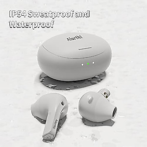 Alarthi Wireless Earbuds,Bluetooth Headphones with Slide Wireless Charging Case,True Wireless Noise Cancelling Earbuds,HiFi Stereo Earphones for Running,Fitness and Work,Frosted White