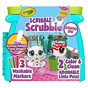 Crayola Scribble Scrubbie Pets Scented Spa, Animal Toy Playset, Includes Washable & Scented Markers, Gifts for Girls & Boys, Ages 3+