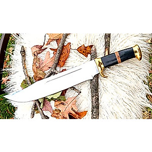 Dundee 440C Crocodile Bowie Knife Full Tag Paper Cutting Shapening With Hand Stitch Leather Sheath