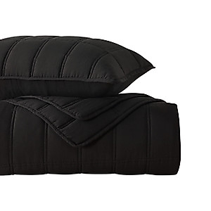 palassio Black Quilt Queen Size Bedding Sets with Pillow Shams, Lightweight Soft Bedspread Coverlet, Quilted Thin Blanket Comforter Bed Cover for All Season Spring Summer, 3 Pieces, 90x90 inches