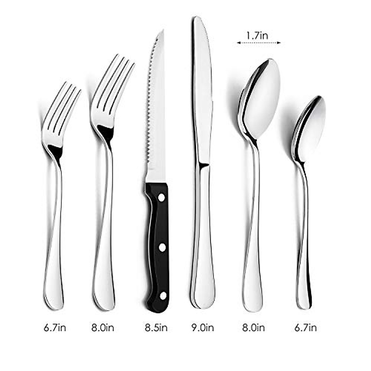 48-Piece Silverware Set with Steak Knives, Stainless Steel Flatware Cutlery Set for 8, Modern Tableware Eating Utensils for Home Hotel, Include Knives Forks Spoons, Mirror Polished, Dishwasher Safe