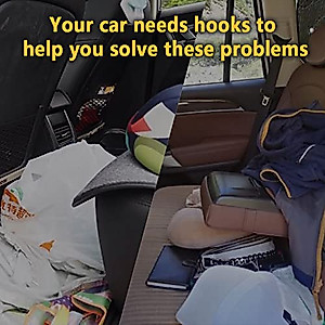 2 Pack of Upgraded 2 in 1 Car Seat Hooks 360 ° Rotation, with Cell Phone Holder, Hidden Seat Hooks, Can Hang Handbags, Purse, Toys, Groceries, Hook (2pcs-Purple)