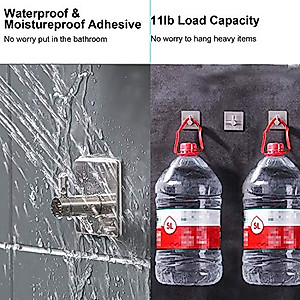 LOOGI Adhesive Hooks, Door Hooks Heavy Duty Towel Hooks Stick on Wall Waterproof Stainless Steel Robe Hanger for Hanging Bathroom Kitchen Home 5 Pack