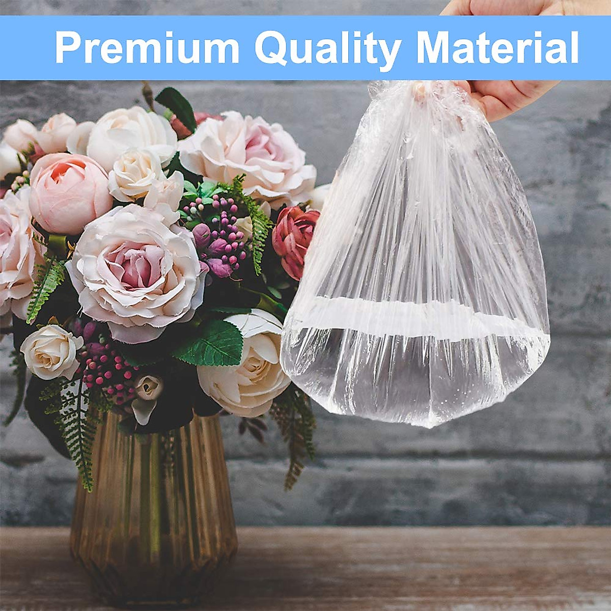 50PS Disposable Shower Caps, Plastic Clear Shower Caps, lengthening and thickening Hair Caps for Hair dyeing assistance, Hotel and Hair Salon, Home Use, Portable Travel (Size 20.5"/52cm）