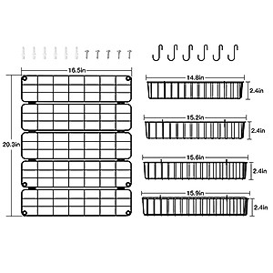 CALM COZY Bathroom Organizer, 4-Tier Shower Caddy Basket, Wall Mount Shower Organizer Metal Shelves Organization, Rustproof Bathroom Shelves Storage with 6 Hooks for Hanging Sponge, Black