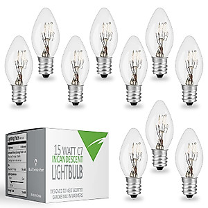Bulbmaster 15 Watts C7 Replacement Light Bulbs for Scentsy Plug-in Warmers and Wax Diffusers, Candelabra E12 Base Pack of 10