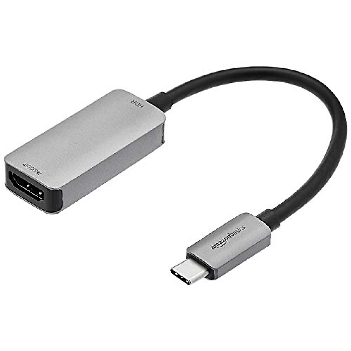 Amazon Basics USB-C 3.1 Male to HDMI Female Adapter (4K@60Hz), Gray, 1.69 x 1.45 x 0.43 inches