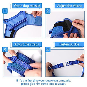 Dog Muzzle, Soft Dog Muzzle with Reflective Strip Breathable Mesh Large Dog Muzzle Prevent Biting Barking Chewing No Bark Dog Muzzle for Large Medium Small Sized Dog Outside Walking Grooming
