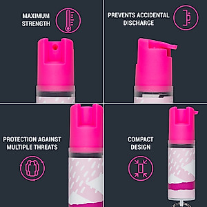 SABRE Pepper Spray With Key Ring, 25 Bursts, 10-Foot (3-Meters) Range, UV Marking Dye, Twist Lock Safety, Supports The National Breast Cancer Foundation (NBCF), Pink