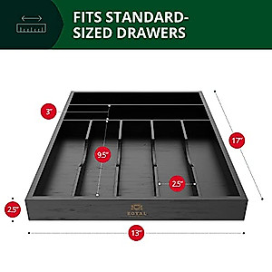 ROYAL CRAFT WOOD Black Basic Silverware Drawer Organizer and Expandable Utensil Drawer Organizer