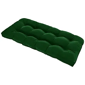 LOVTEX Tufted Bench Cushions for Outdoor Furniture Waterproof, 44 x 19 InchesPatio Swing Cushions Green - Overstuffed Indoor/Outdoor Loveseat Cushions with Round Corner