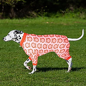 LovinPet Large Dogs Recovery Suit, Pet Anxiety Relief, Anti Licking Pajamas for Large Dogs Under Dog Sweater, Breathable Beautiful Sun Flower Prints Dog Pajamas Pitbull Clothes 3XL