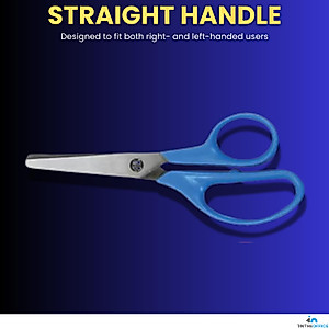 1InTheOffice Scissors for School Kids, Blunt Tip Scissors, Kids Blunt End Scissors, Kids Safe Scissors Kid Scissors Blunt Tip, Small Safety Scissors, Blue (2 Pack)