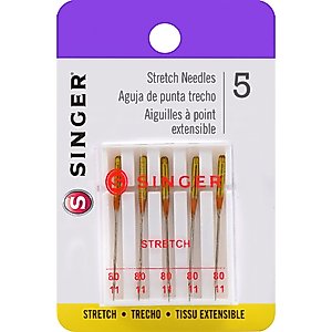 SINGER 04720 Universal Stretch Sewing Machine Needles, Size 80/12, 5-Count (Color May Vary)