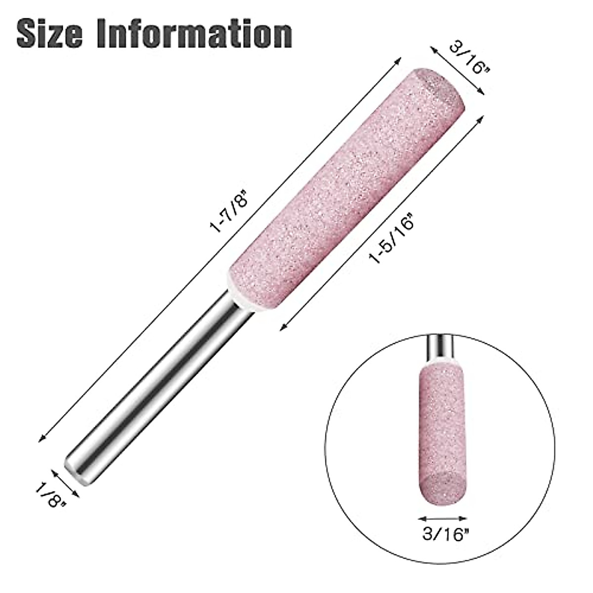 PRECIHW 10 Pack Chainsaw Sharpener Stone, Burr Grinding Stone File, Polishing Grinding Tool Grinding Bits for Chainsaw Sharpener, Pink, 3/16 Inch/ 4.8 mm