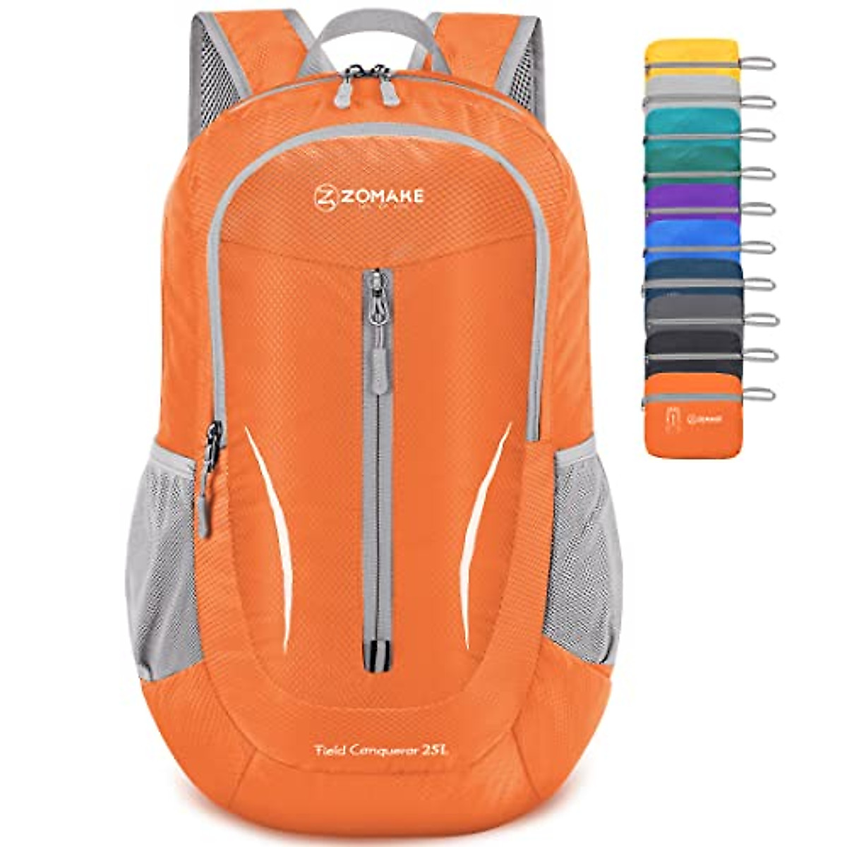 ZOMAKE Ultra Lightweight Packable Backpack 25L, Foldable Hiking Backpacks Water Resistant Small Folding Daypack for Travel(Orange)