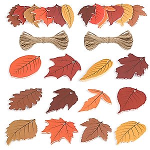 joycraft 120Pcs Fall Maple Gift Tags with String, 12 Style Fall Leaf Tags, One-Sided Printing, Fall Gift Hangtags for Thanksgiving, Gift Wrapping, DIY Crafts, Wedding, Holiday Party