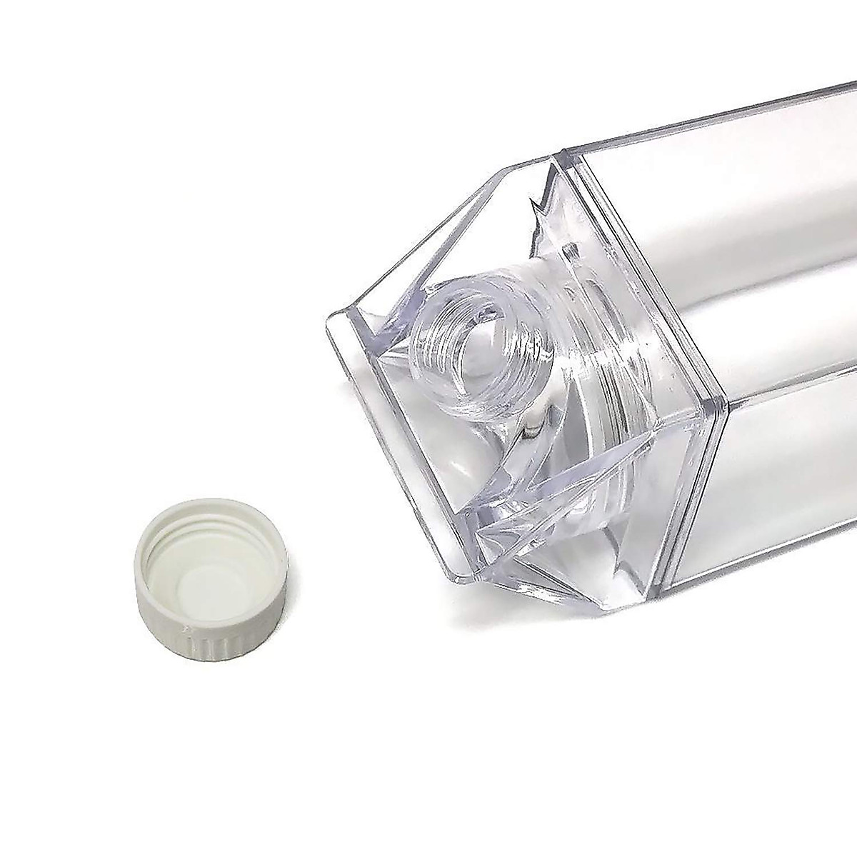 Bac-kitchen 2 Pack Milk Carton Water Bottle - Clear Square Milk Bottles BPA Free Portable Water Bottle with 23 PCS Stickers For Outdoor Sports Travel Camping Activities