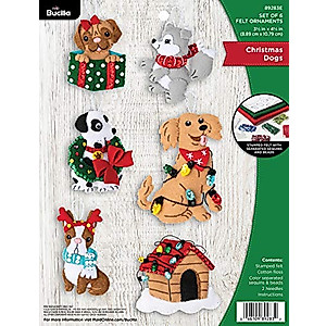 Bucilla, Christmas Dogs, Felt Applique Ornament Kit, Set of 6