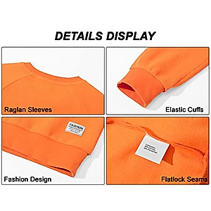 MAGCOMSEN Men's Crewneck Sweater Shirts Light Weight Sweatshirts Long Sleeve Light Pullover Casual Stylish Solid Shirt Orange,L