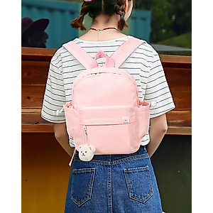 Phaoullzon Girls Mini Backpack Purse for Teens Kids Small Aesthetic Backpacks with Bear Pendant, Pink