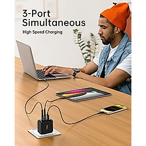 USB C Charger Block, SELORE 67W Fast Charging Adapter, 3-Port GaN Charger Foldable USB-C Wall Charger for MacBook Pro/Air, iPad Pro, Galaxy S23/S22, iPhone 15/14, Dell XPS, Laptop