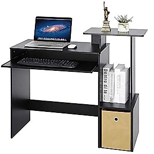 ZenStyle Computer Desk with Shelves 39" Home Office Writing Study Laptop Table Multipurpose Workstation with Keyboard Tray, CPU Storage and Non-Woven Bin, Brown
