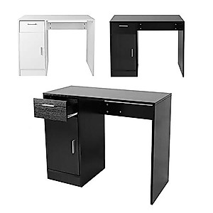 Zerone Desktop Table, 1 Drawer 1 Door Compact Computer PC Laptop Desk Table Workstation for Home Office Use(White)