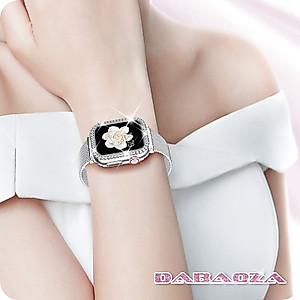 DABAOZA Compatible for Apple Watch 38mm Case Bumper Cover Series 3 2 1 38mm, Bling Women Girls Dressy Diamonds Crystal Bumper Hard PC Shockproof Case for iWatch (Silver, 38mm)