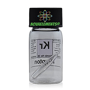Krypton Element 36 Kr, 99.9% Pure Sample in Mini ampoule and Glass ampoule with Label