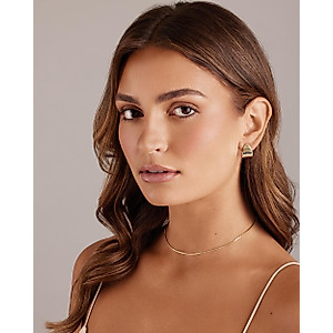 PAVOI 14K Gold Plated 925 Sterling Silver Posts Chunky Hoop Earrings | Statement Huggie Hoops for Women | Lightweight White Gold Dome Earrings