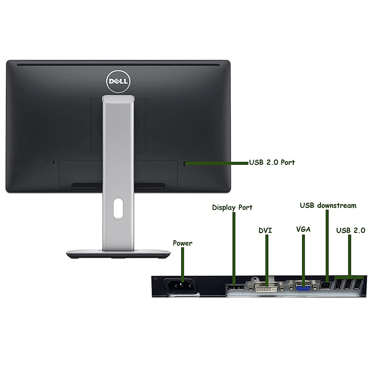 Dell P2014HT Widescreen 20 inch LED Monitor, VGA, Display Port, DVI, 16.7 Million Colors, 178 Degree Viewing Angle, Built-in USB Hub, HD at 60Hz, 8ms Response time (Renewed)
